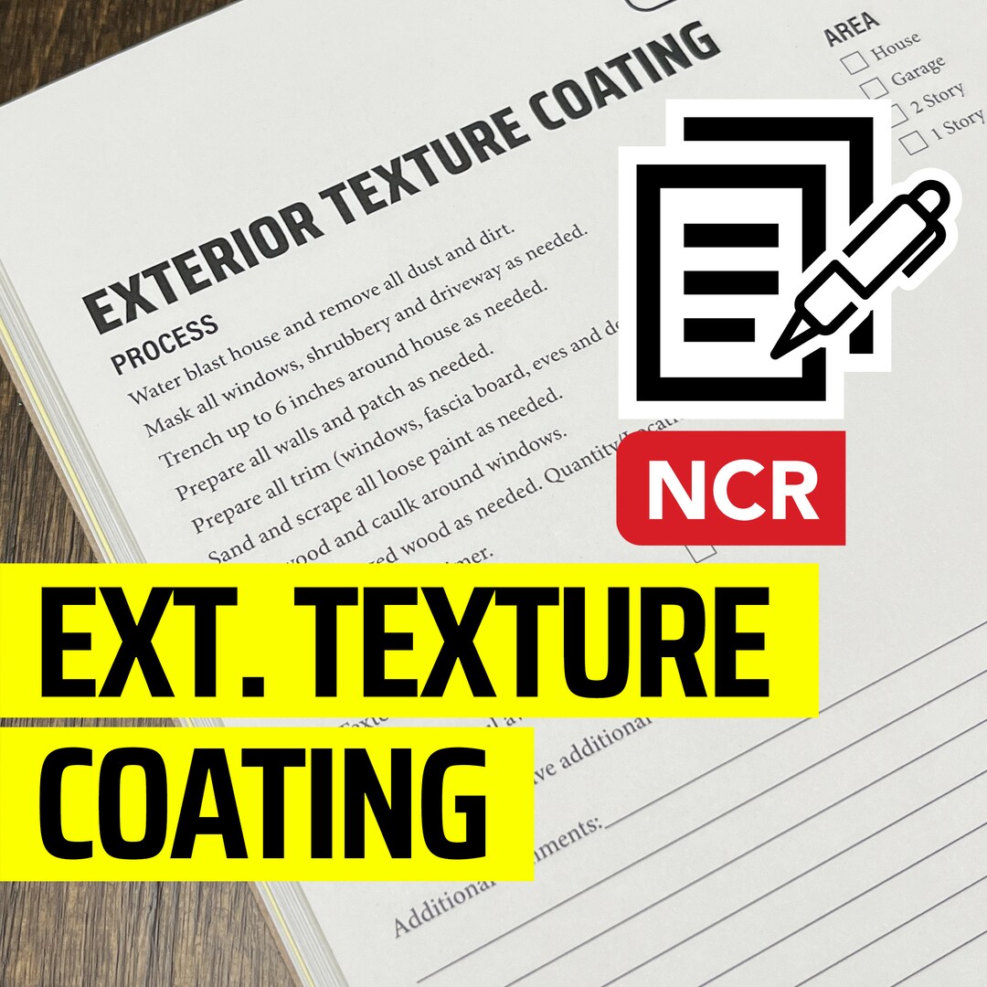Exterior Texture Coating Addendum Contract Form - Carbonless NCR Paper ...