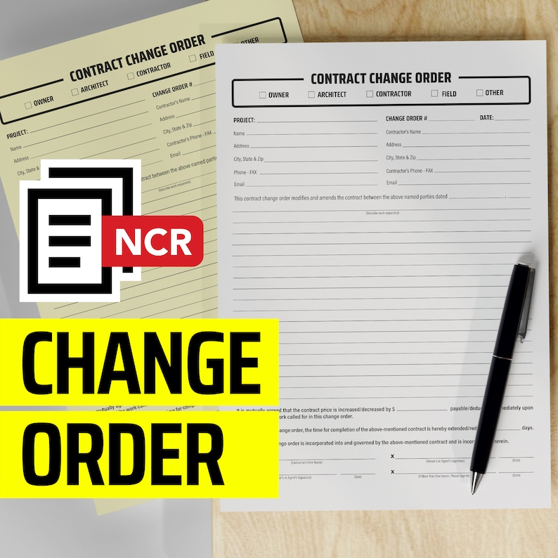 Contract Change Order - NCR Form (pack of 10) - Etsy