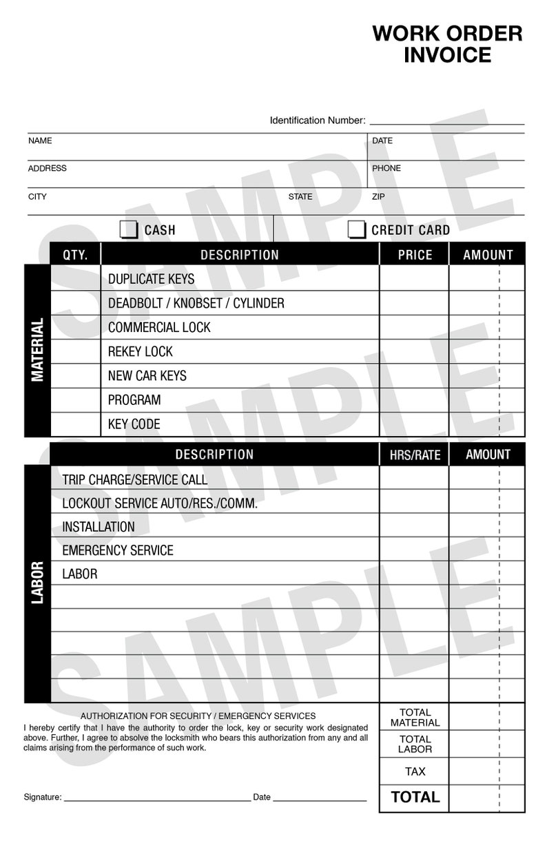 PDF Locksmith Services Invoice - Etsy