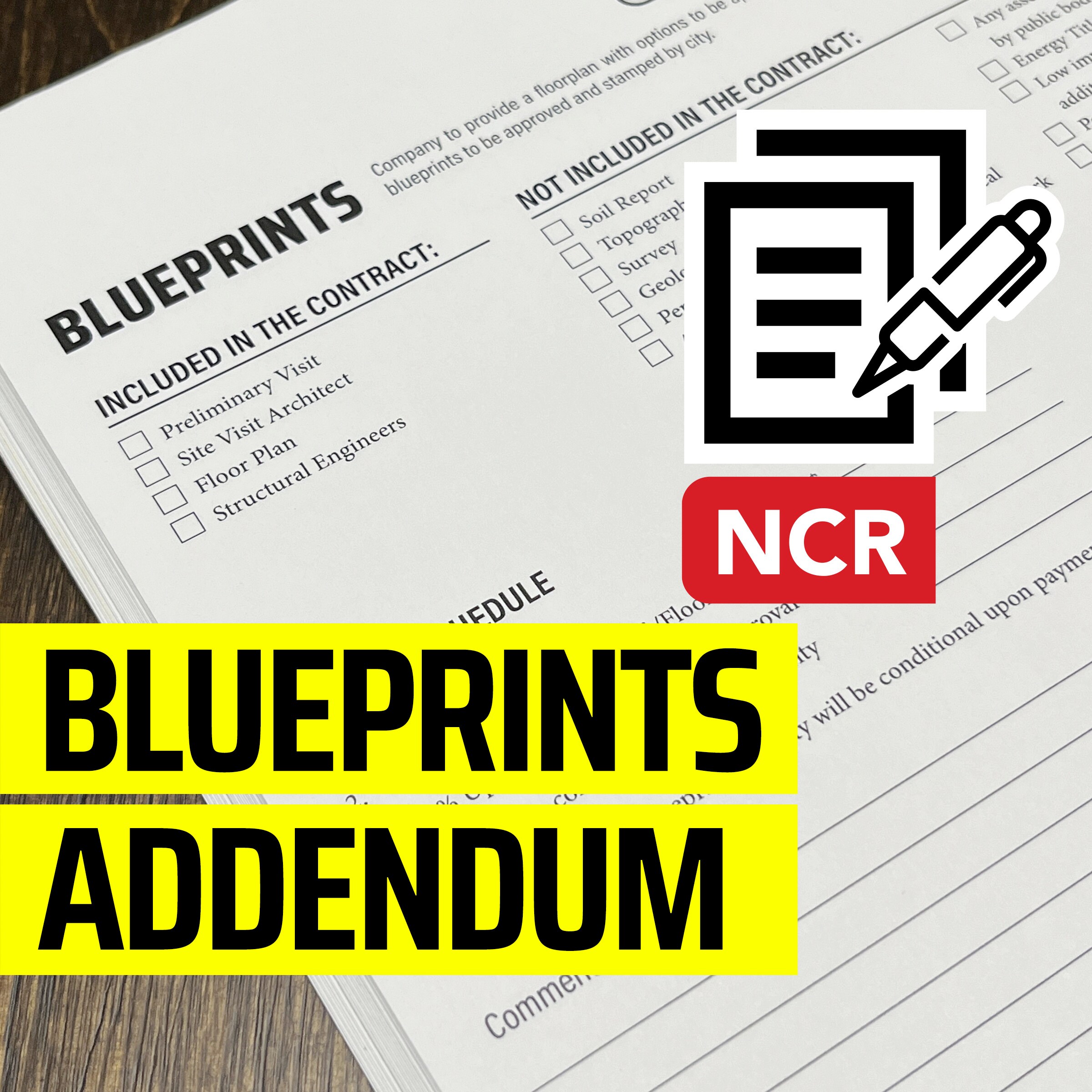 BLUEPRINTS Addendum NCR Form pack of 10 - Etsy