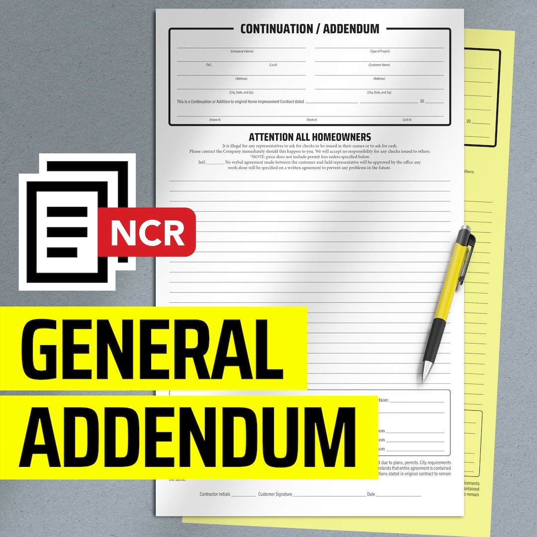 General Addendum - NCR Form (pack of 10) - Etsy