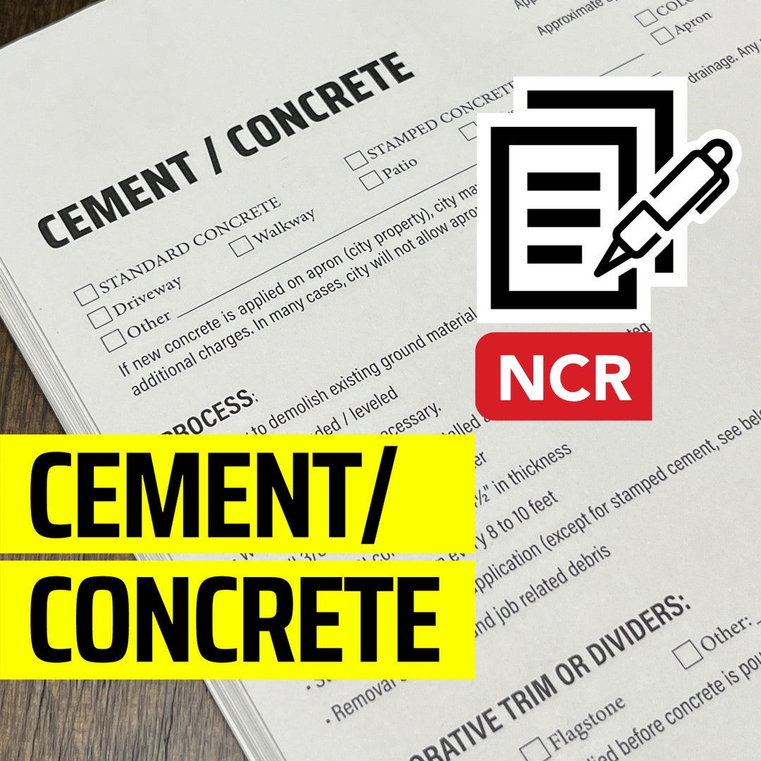 CEMENT/CONCRETE Addendum - NCR Form (pack of 10) - Etsy