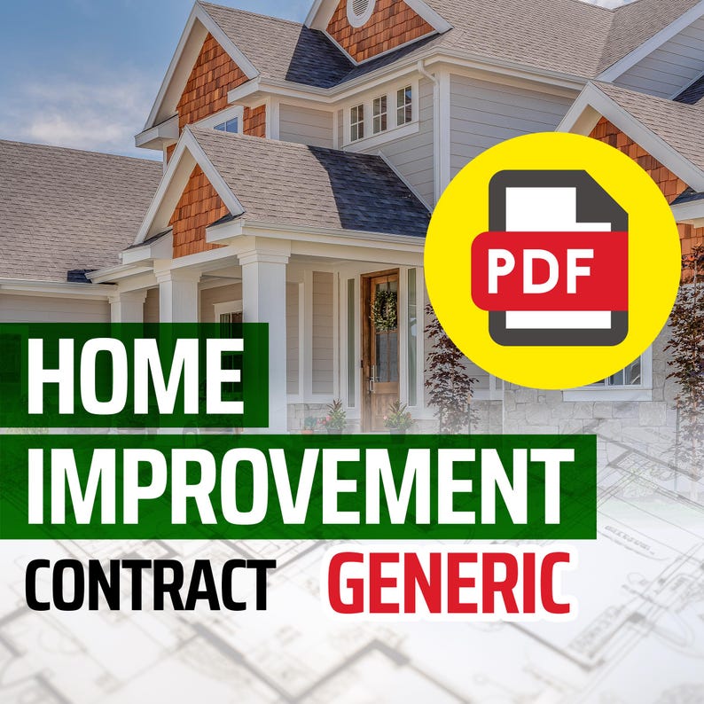 Fillable PDF Home Improvement Contract (generic) for Remodeling ...