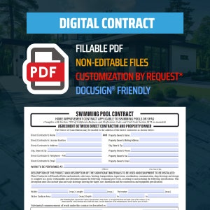 Fillable PDF Swimming Pool Construction Contract Pack for Remodeling ...