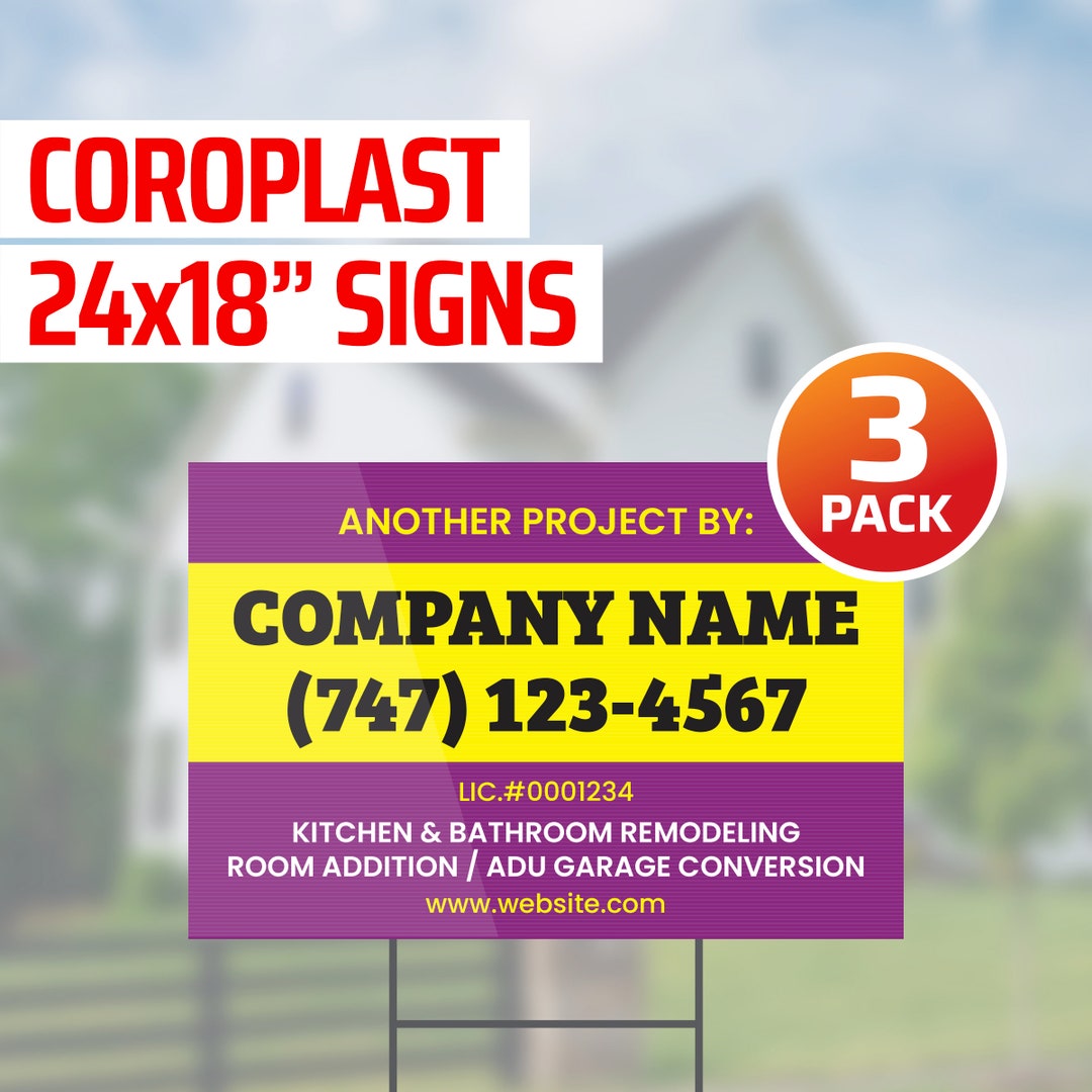 Coroplast 24x18 in Sign pack of 3 Double-sided Printing - Etsy