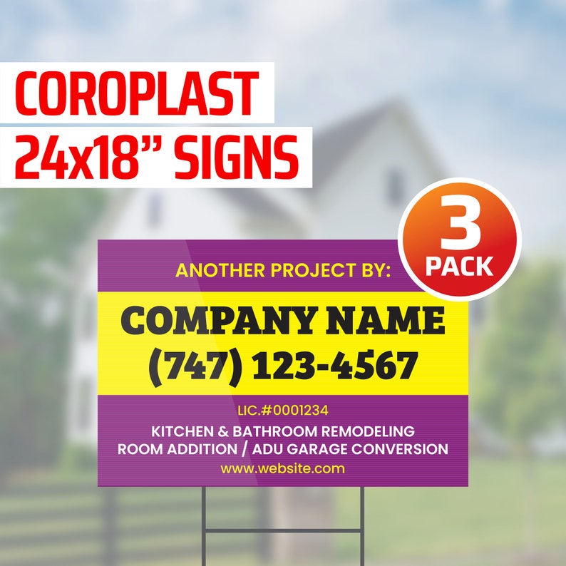 Coroplast 24x18 in Sign pack of 3 Double-sided Printing - Etsy