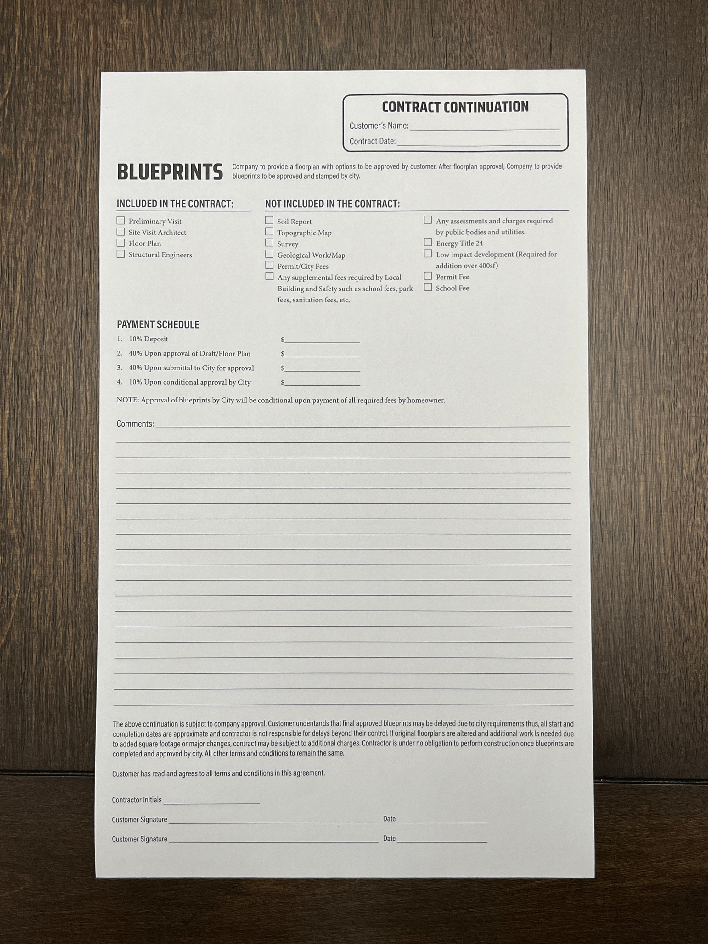 BLUEPRINTS Addendum - NCR Form (pack of 10) - Etsy