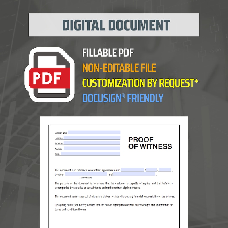 Fillable PDF Proof of Witness Form - Remodeling Contractors | Printable ...
