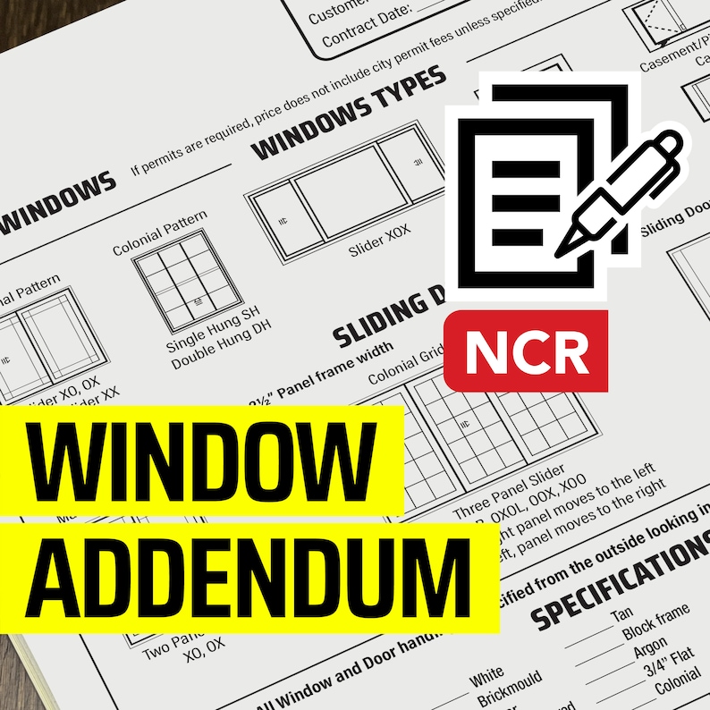 WINDOW Addendum - NCR Form (pack of 10) - Etsy