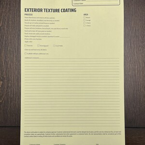 Exterior Texture Coating Addendum Contract Form - Carbonless NCR Paper ...