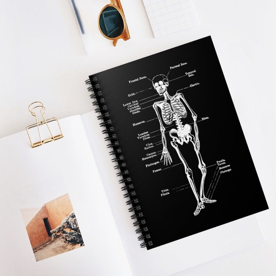 Skeleton Diagram Spiral Notebook Ruled Line // Skeleton - Etsy