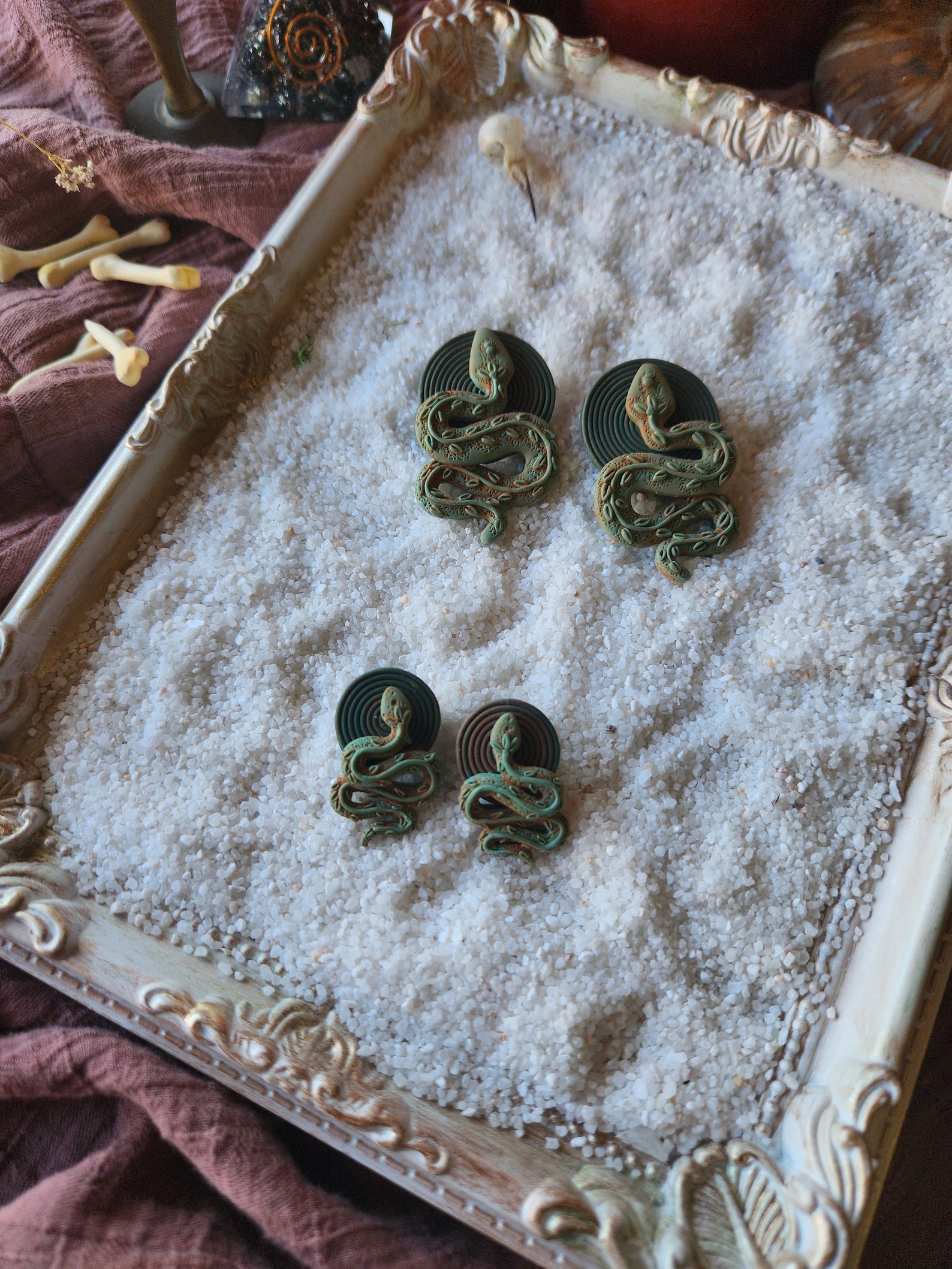 Serpent Rising. Snake and Sun Polymer Clay Earrings. - Etsy