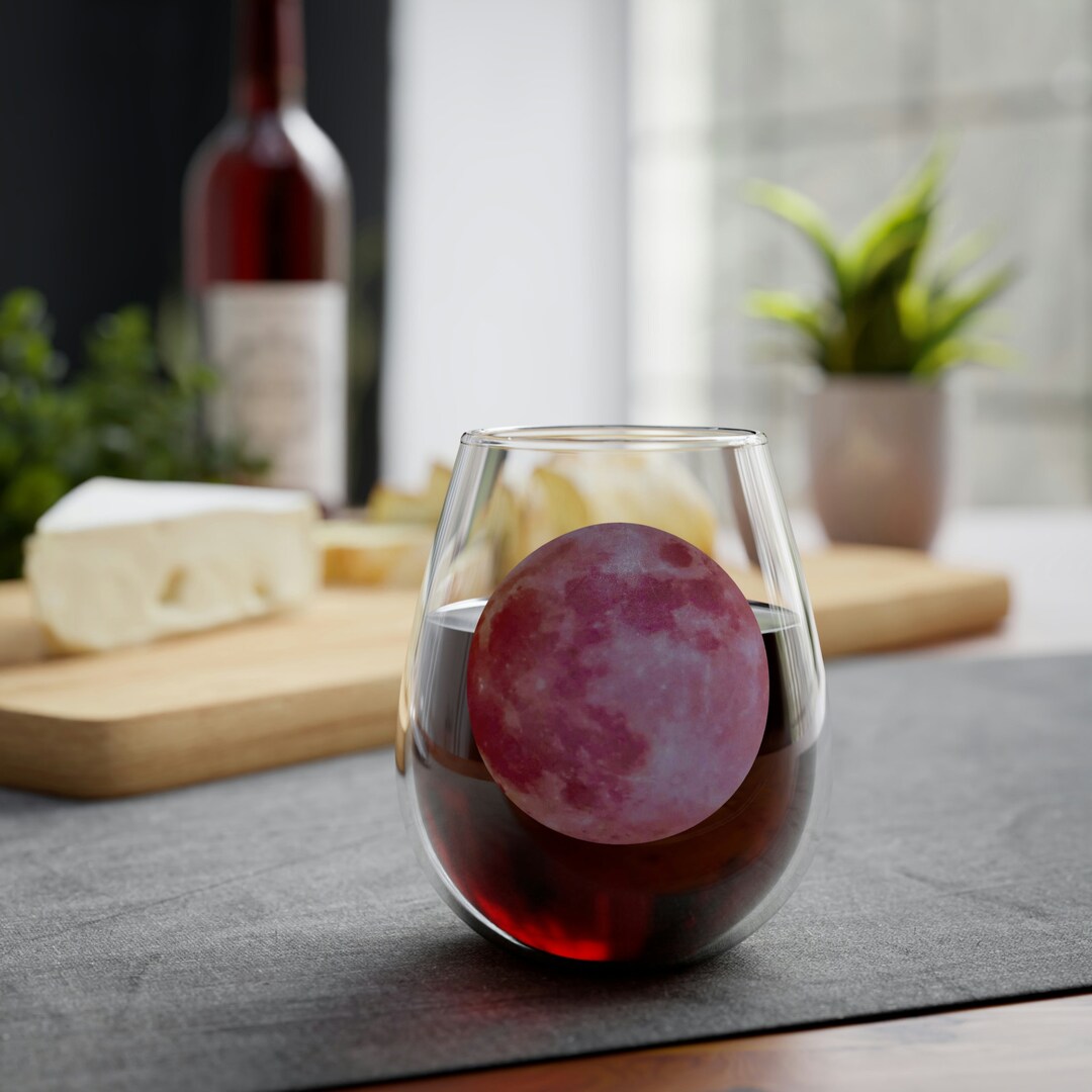 Stemless Pink Strawberry Moon Wine Glass, 11.75oz - Etsy