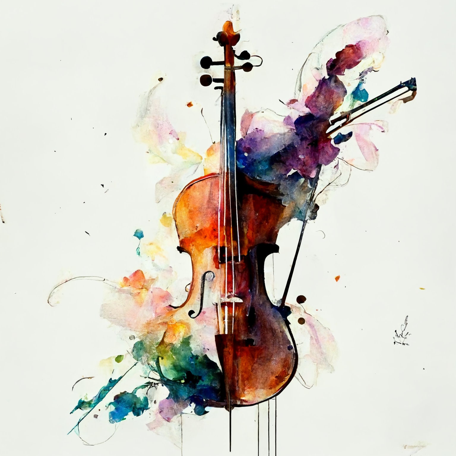 Violin Watercolor Painting
