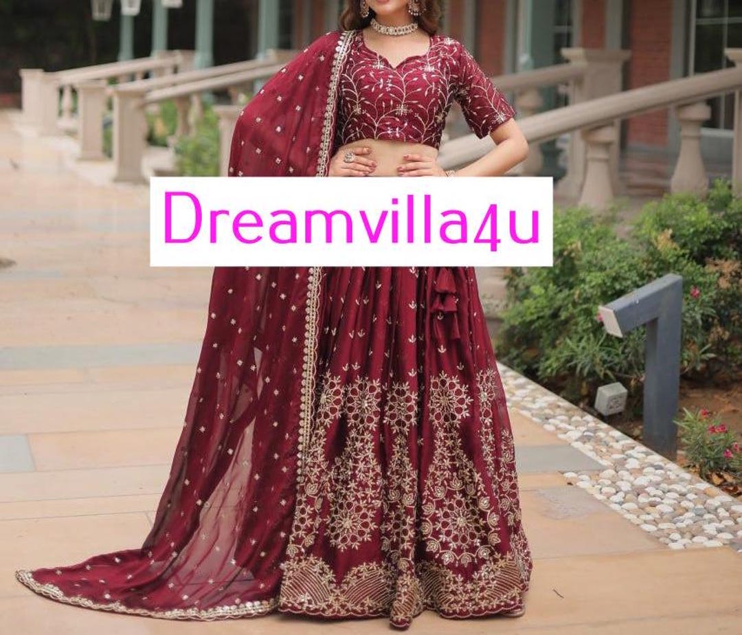 Indian Maroon Lehenga Choli for Women Bollywood Party Wear Lengha Choli ...