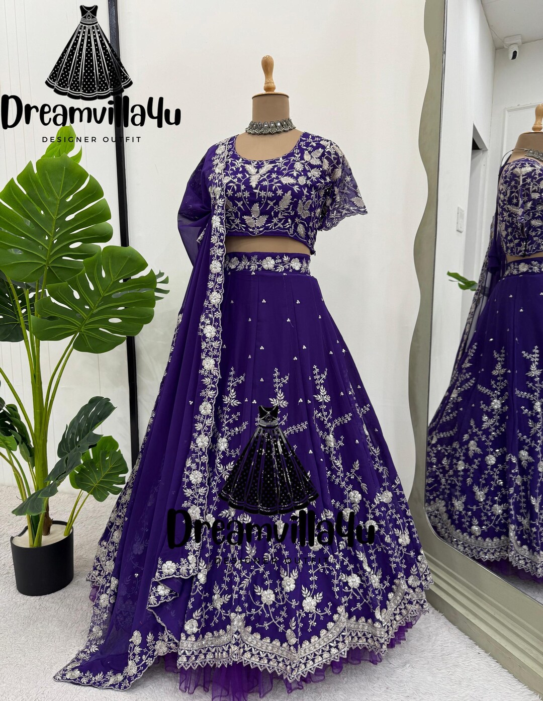 Purple Color Lehenga Choli for Women Georgette Party Wear Lehenga Choli ...