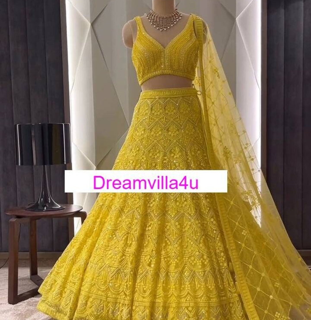 Indian Yellow Lehenga Choli for Women Bollywood Party Wear Lengha Choli ...