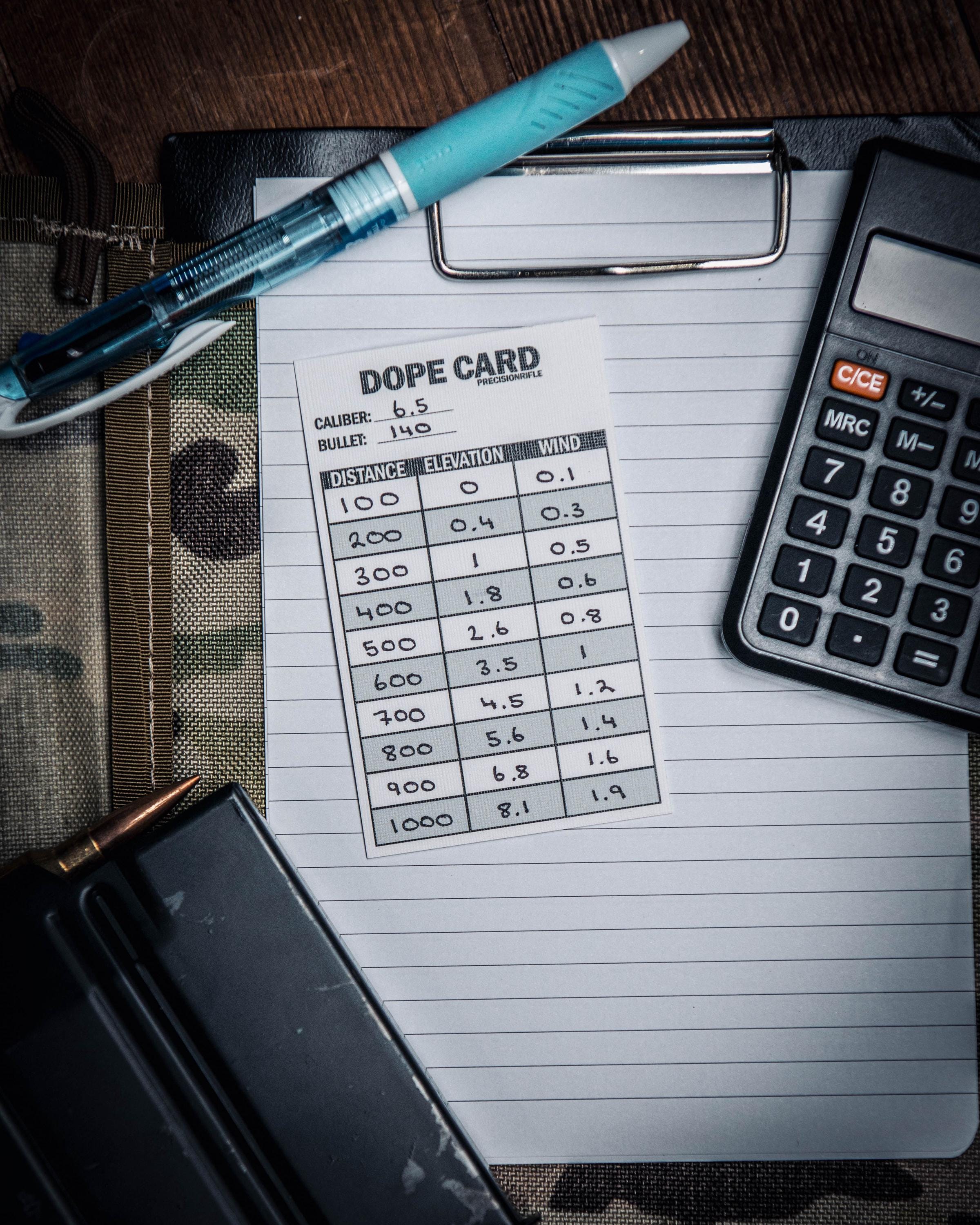 Long Range Shooting DOPE Card X 3 - Paper Data Card for Precision ...
