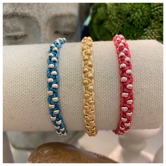 Handmade Adjustable Custom Beaded Ladder Wax Cord Friendship - Etsy
