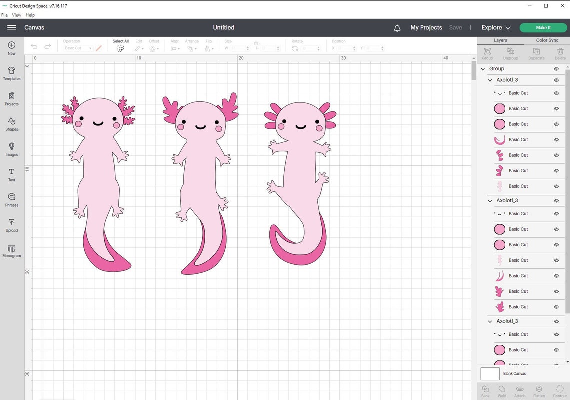 Axolotl Svg Axolotl Png Cute Axolotl Cut File Three Etsy