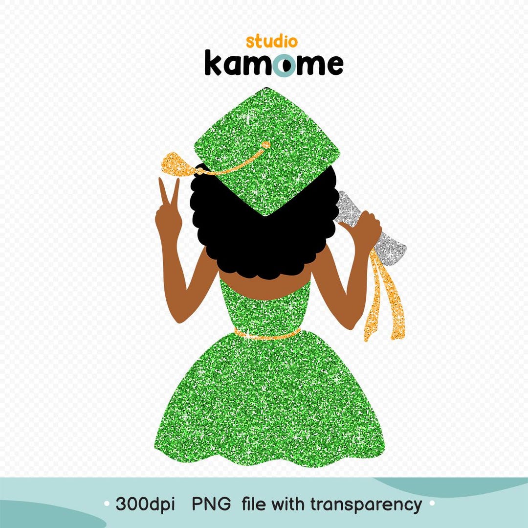 Black Girl Graduation Glitter Png, African American Graduation Girl Png ...