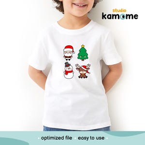 Kawaii Christmas Cute Bundle SVG, Santa Elf Snowman PNG, Clipart Bundle ...