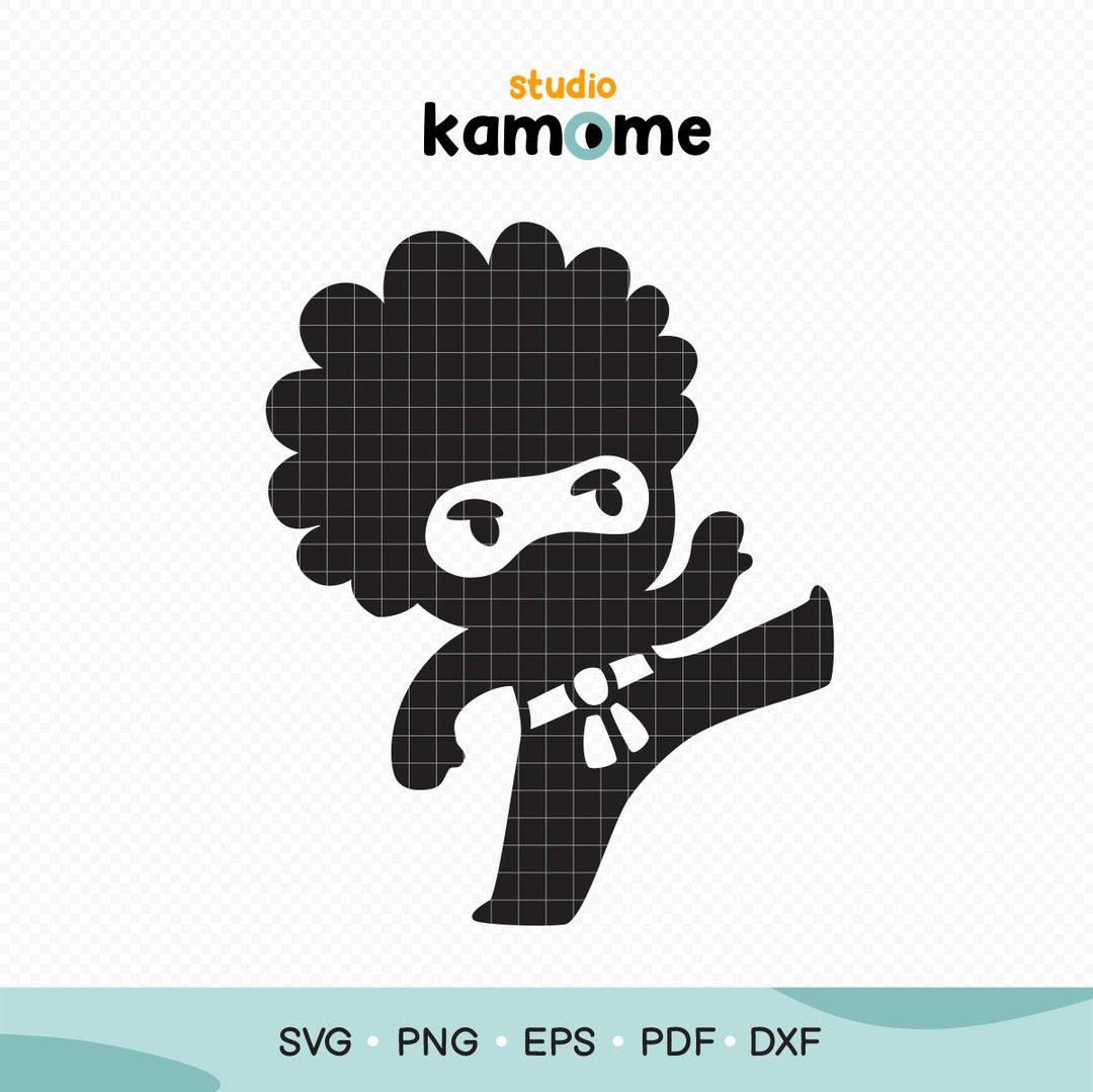 Ninja Afro Boy Svg, Ninja Afro Boy PNG, Shuriken SVG, Ninja Boy ...
