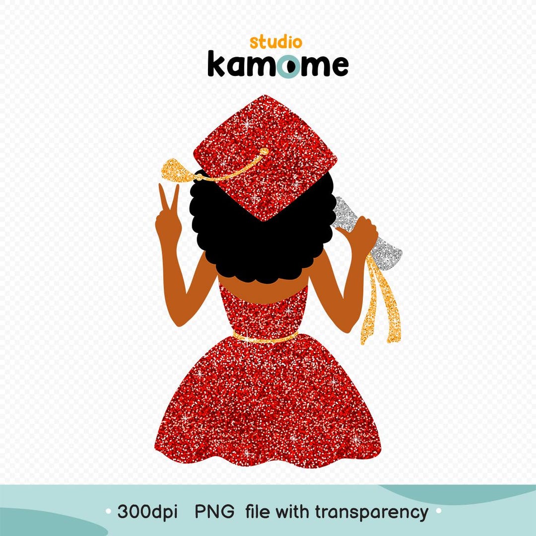 Black Girl Graduation Glitter Png, African American Graduation Girl Png ...