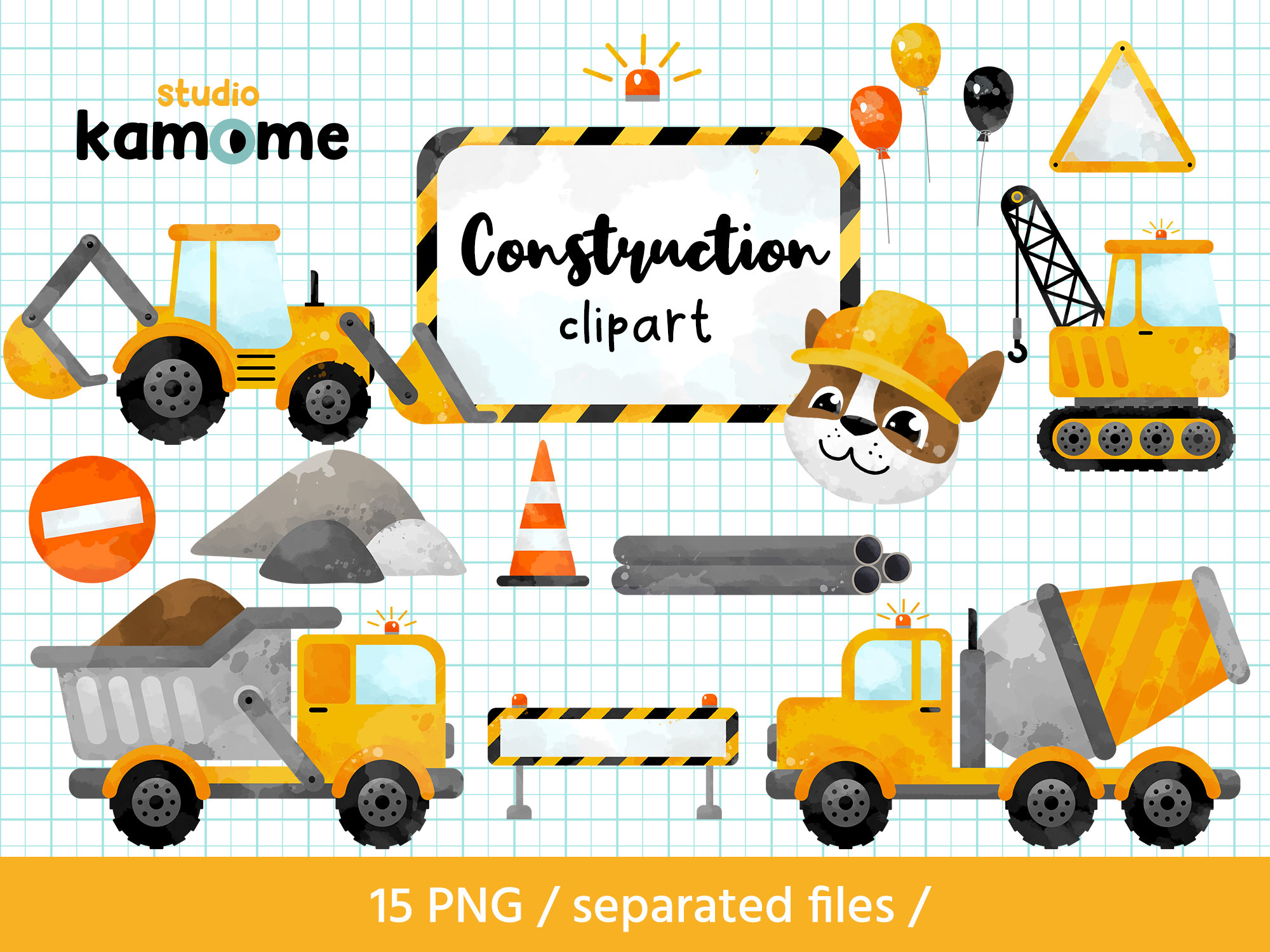 Construction PNG, Watercolor Construction Clipart, Construction ...