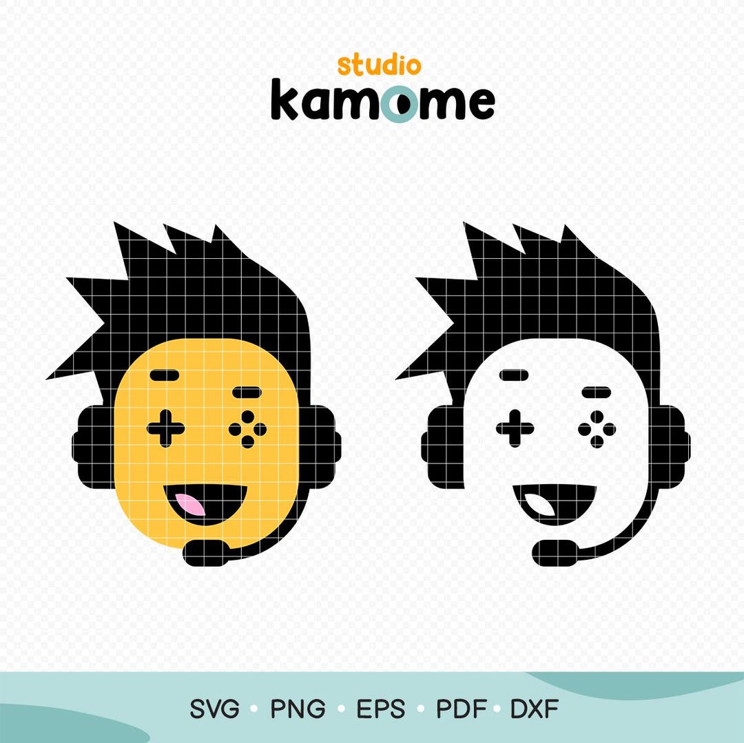 Gamer Boy Face SVG, Gamer Boy PNG, Gamer Yellow Face Microphone ...