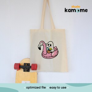 Ghost Pool Flamingo SVG, Summerween Svg, Summer Ghost Clipart, Ghoul ...