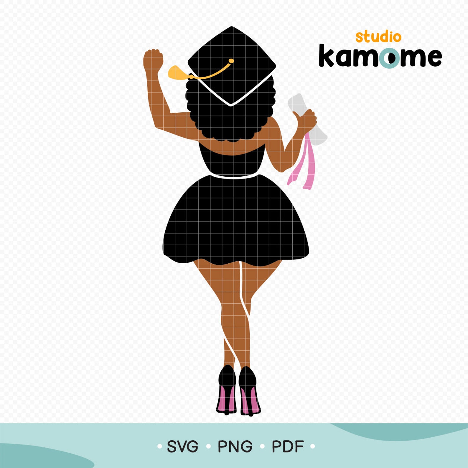Black Curvy Girl Graduation SVG, African American Graduation Girl Svg ...