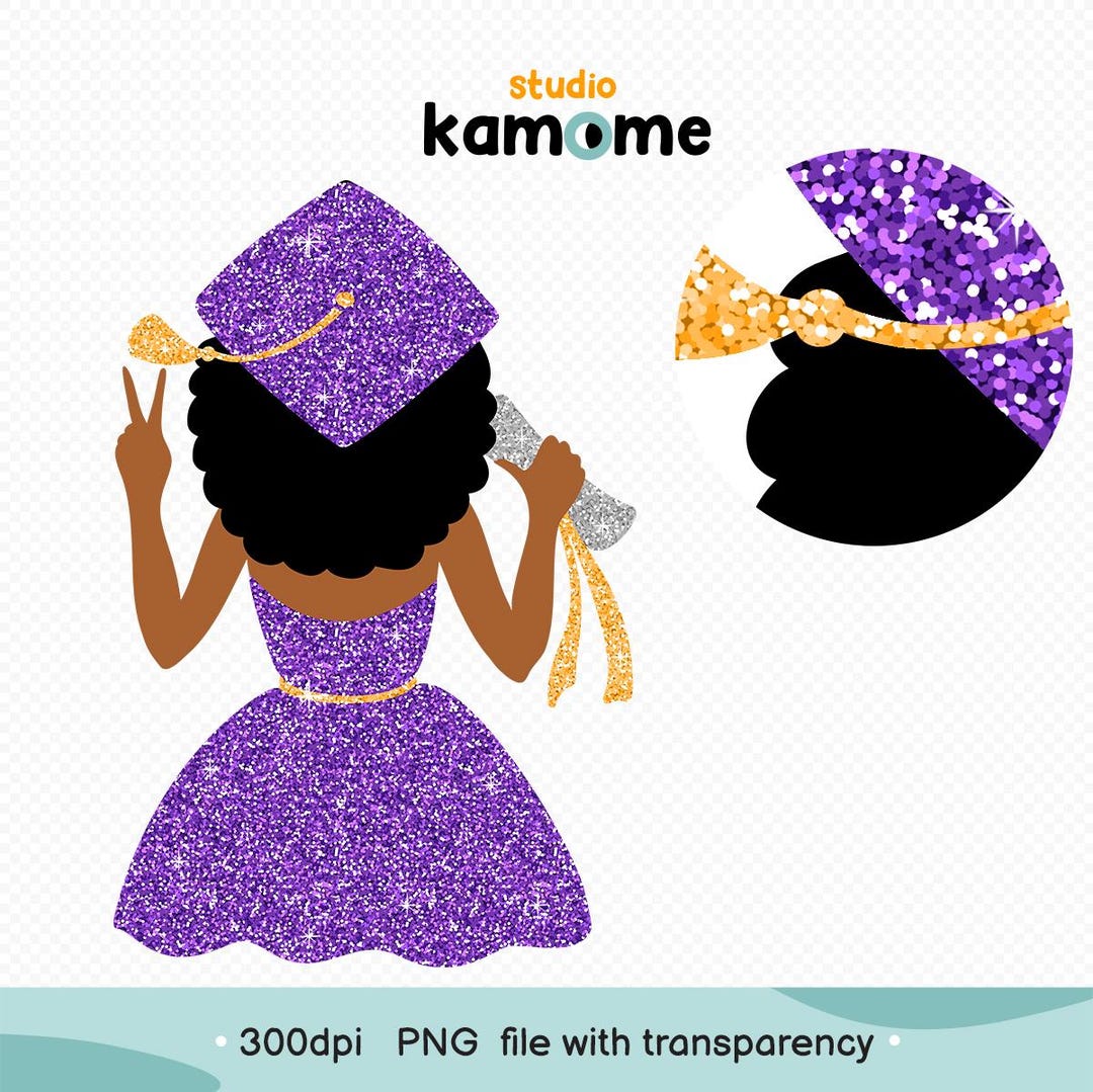 Black Girl Graduation Glitter Png, African American Graduation Girl Png ...