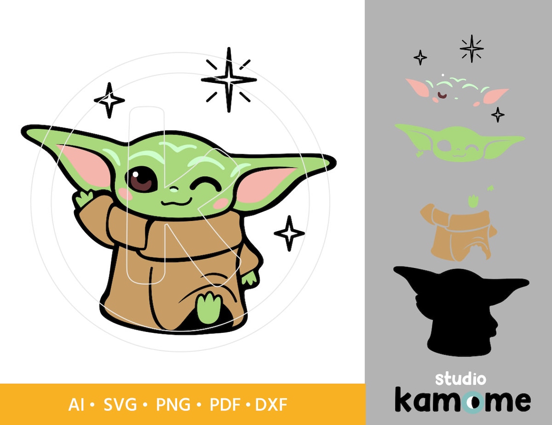 Yoda SVG Cute baby Yoda wink Cutting File Cut file Cricut - Etsy España