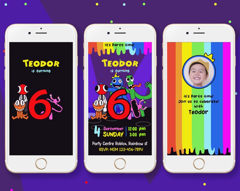 Rainbow Friends Invitation Rainbow Friends Video Invitation Etsy Denmark