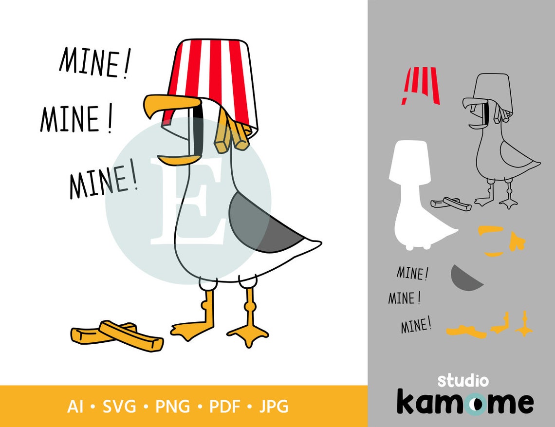 Seagull French Fries SVG Seagull Mine Seagull Cut File - Etsy