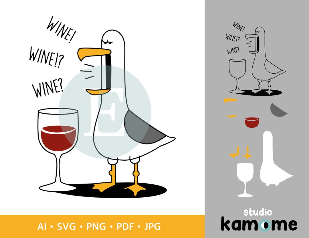 Seagull Wine SVG, Seagull Glass Wine, Seagull Cut File, Sublimation ...