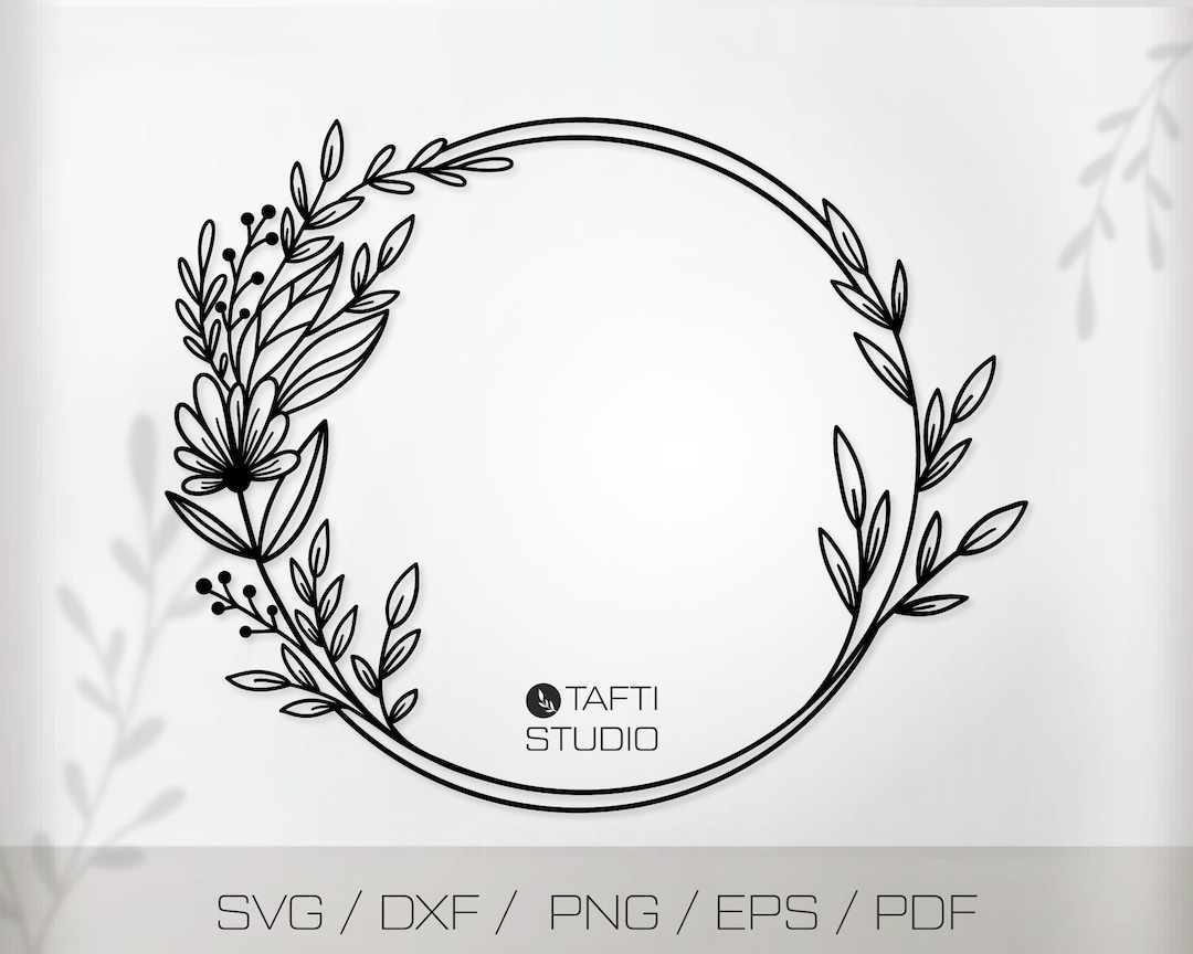 Floral Wreath Svg, Wildflower Wreath Cricut Svg, Wedding Circle Frame ...