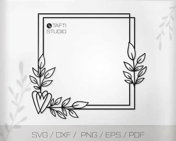 Square Frame Svg Floral Border Png Clipart Heart Wreath Svg - Etsy