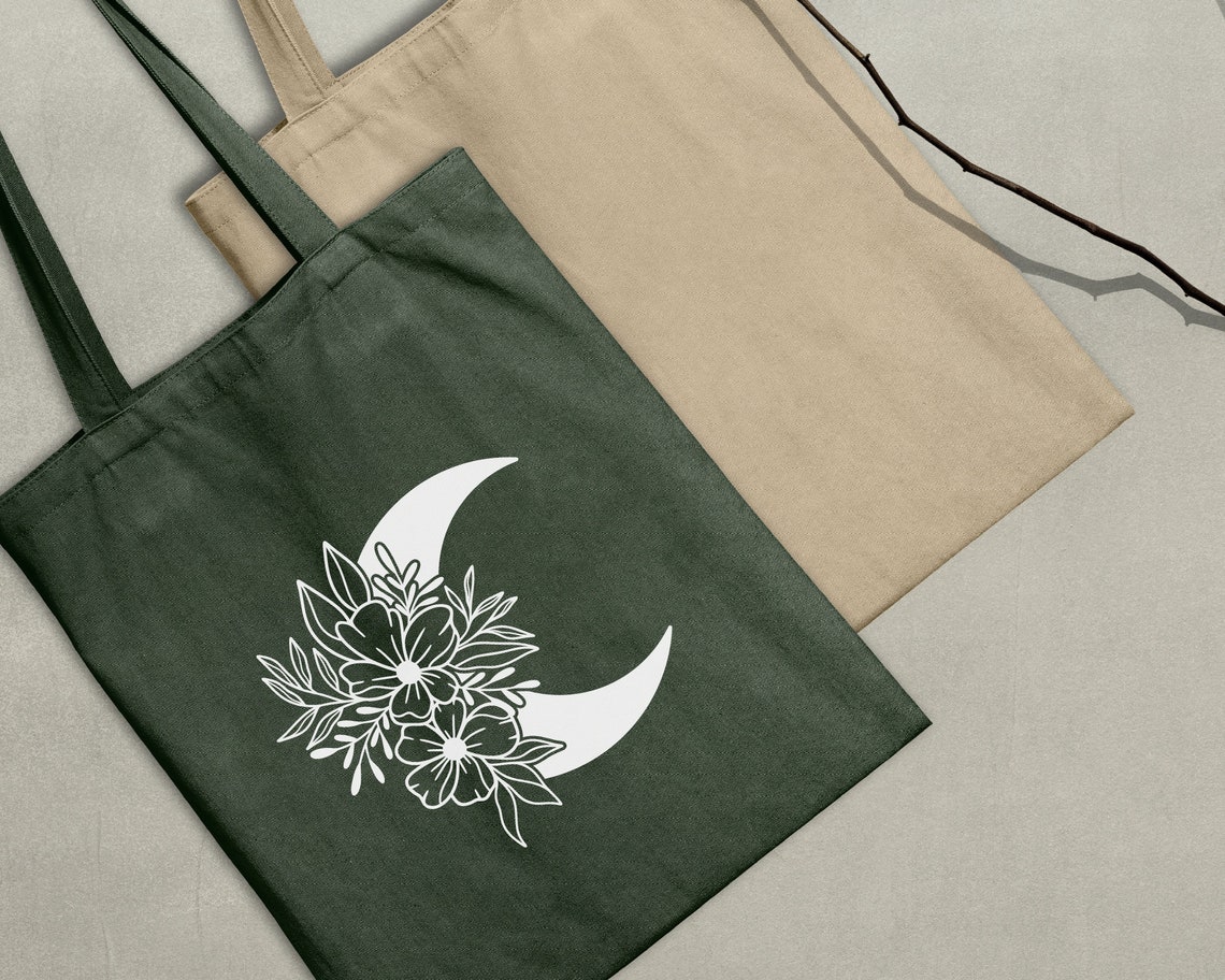 Moon and Flowers Svg Cut File Floral Moon Png Clipart for T - Etsy