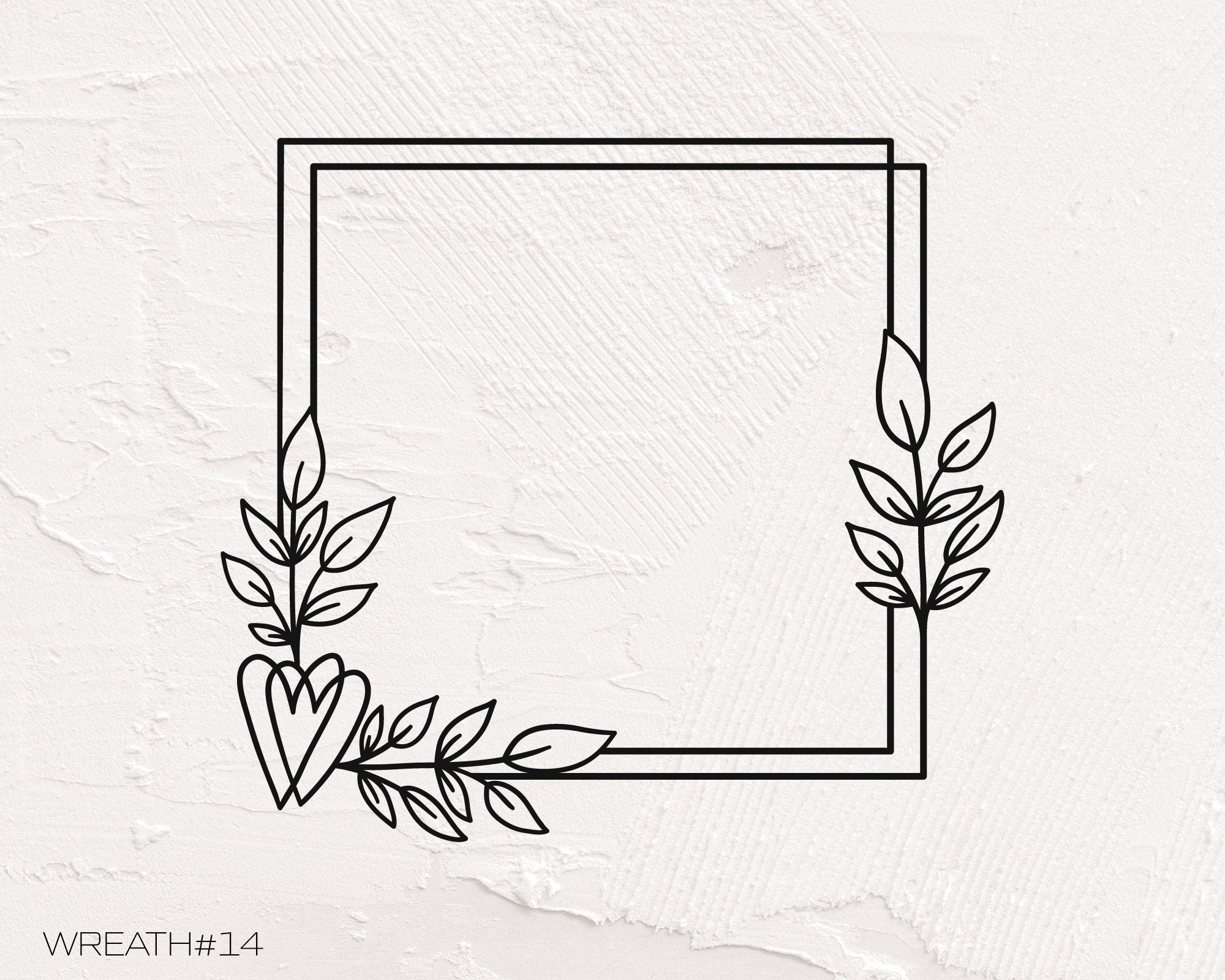 Square Frame Svg, Floral Border Png Clipart, Heart Wreath Svg File for ...