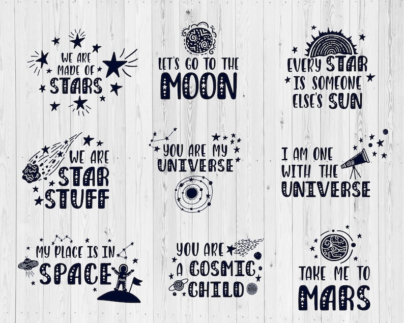 Space Svg Inspirational Quotes Svg Bundle Kids Quotes Wall - Etsy Canada