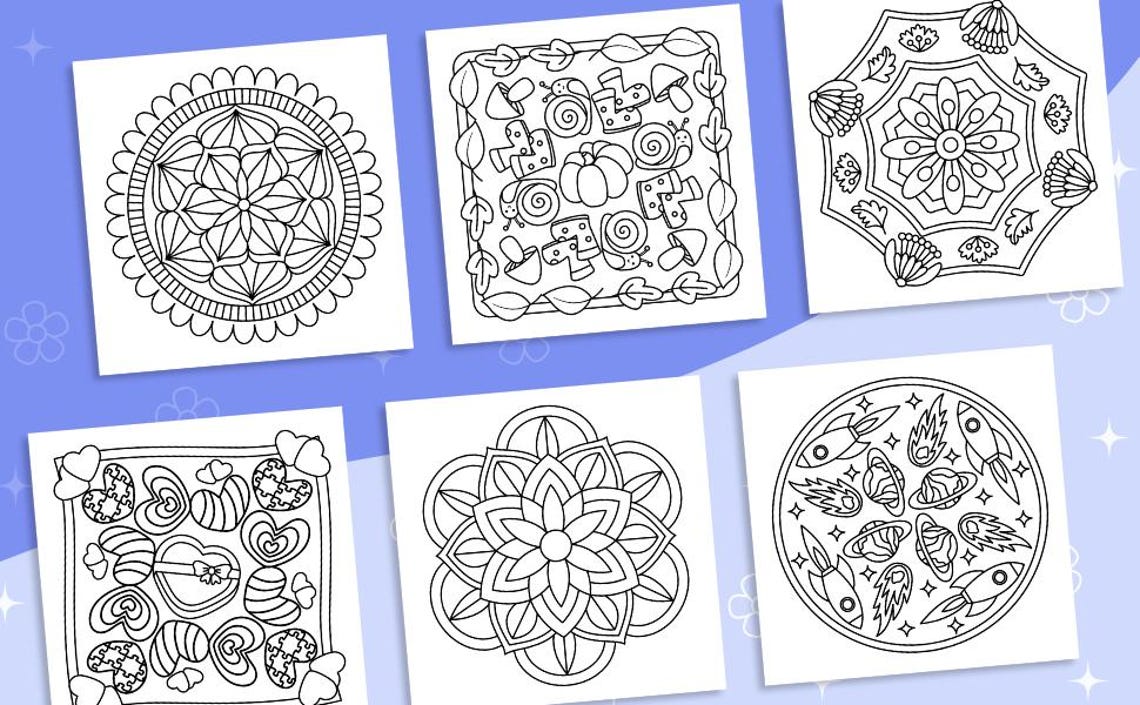 Cute Mandalas Coloring Book: 50 Bold, Easy Designs (PDF Pattern) - Etsy