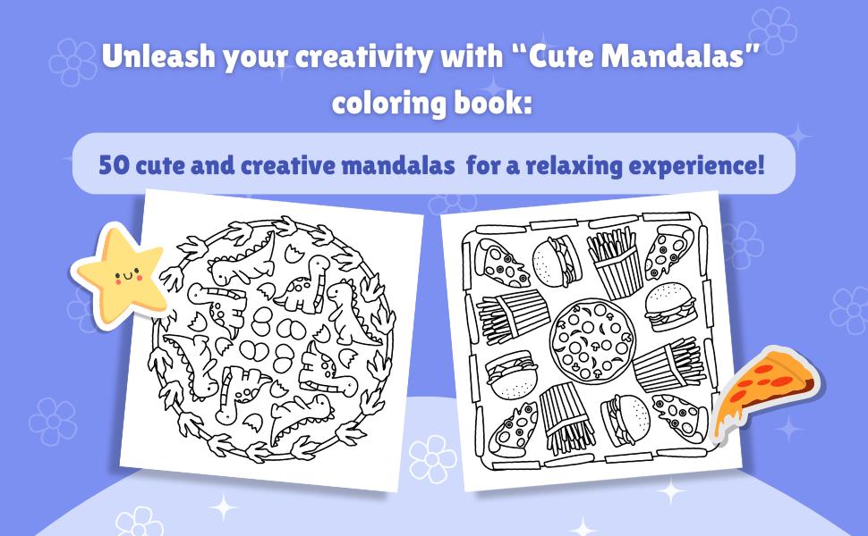Cute Mandalas Coloring Book: 50 Bold, Easy Designs (PDF Pattern) - Etsy