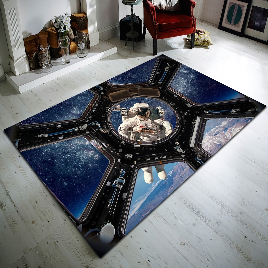 Astronaut Rug, Space Rug, Kids Room Rug, Astronaut in Outer Space ...