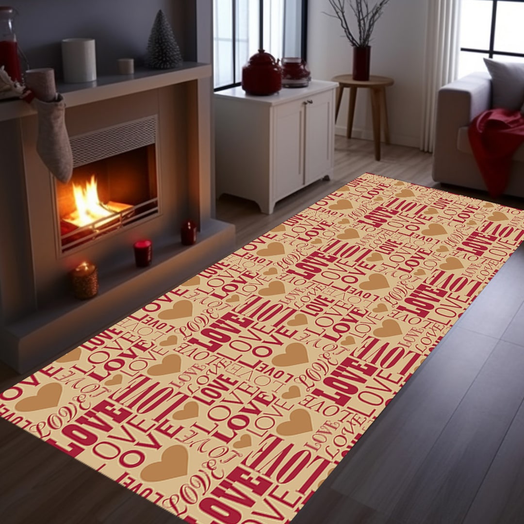 Valentines Day,love Themed Runner Rug,valentines Day Runner Rug,love ...