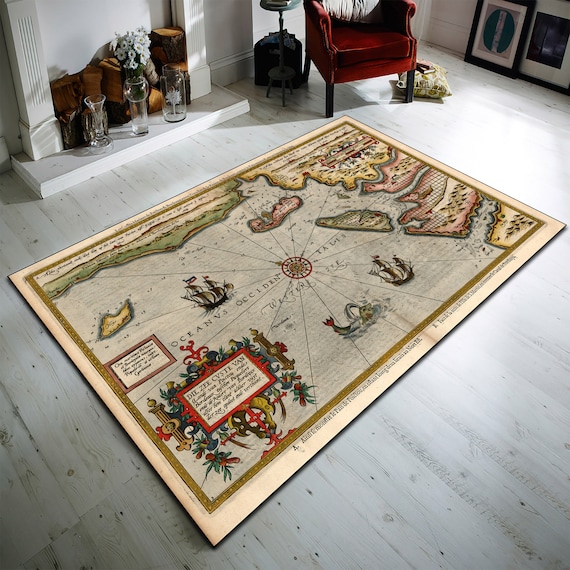 Old Nautical Map Map Rug Compass Rug World Map Rug - Etsy