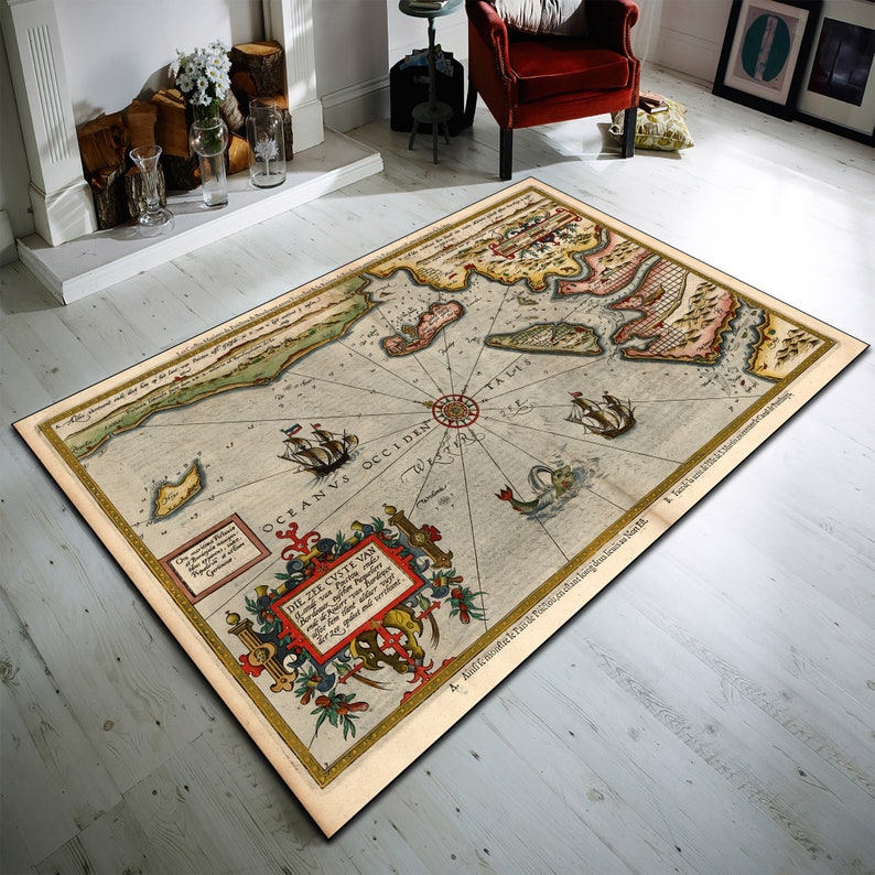 Old Nautical Map Map Rug Compass Rug World Map Rug - Etsy
