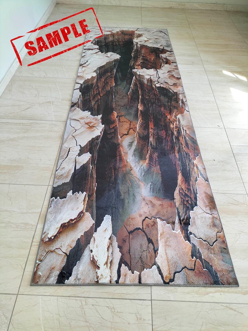 3D Crack Optical Illusion Runner Rug, Modern Floor Mat - Etsy UK