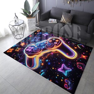 Gamer Rug, Game Controller Rug, Neon Game Controller, Game Room Rug ...